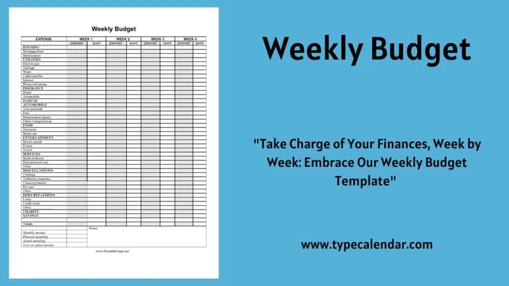 Free Printable Weekly Budget Templates [Google Sheets, Excel, PDF]