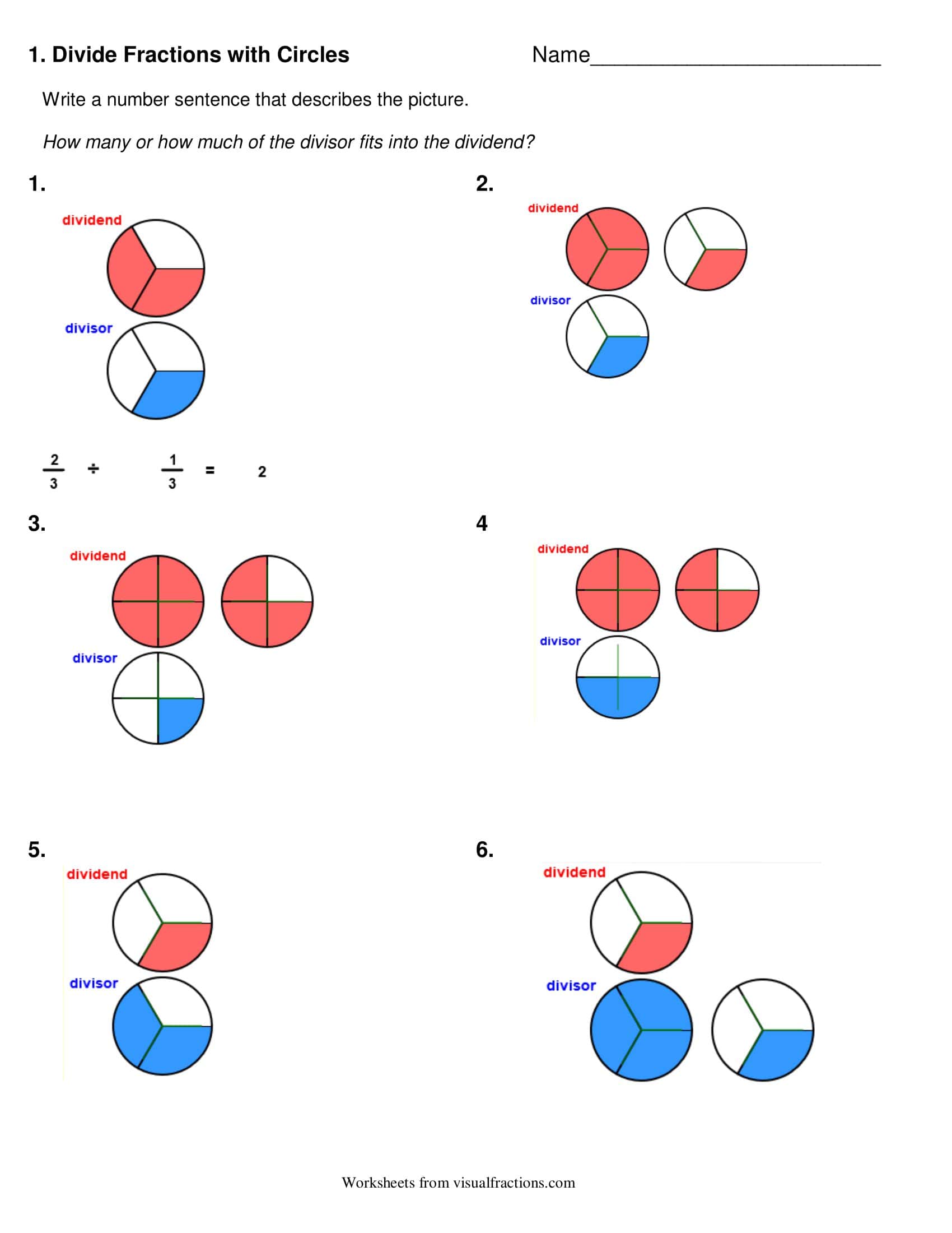 Free Printable Dividing Fractions Worksheet PDF With Answers
