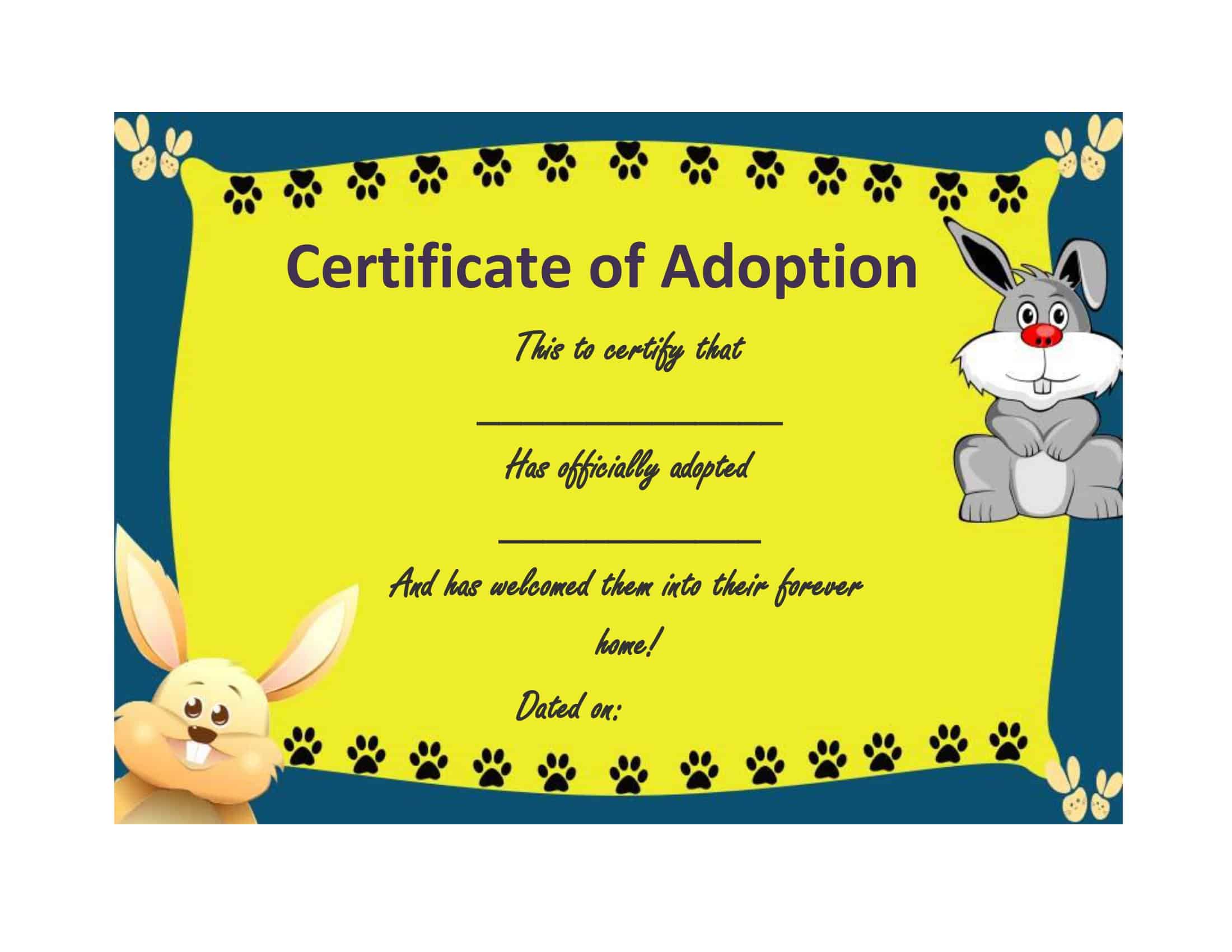 Rabbit Birth Certificate Template Rabbit Birth Certificate Template