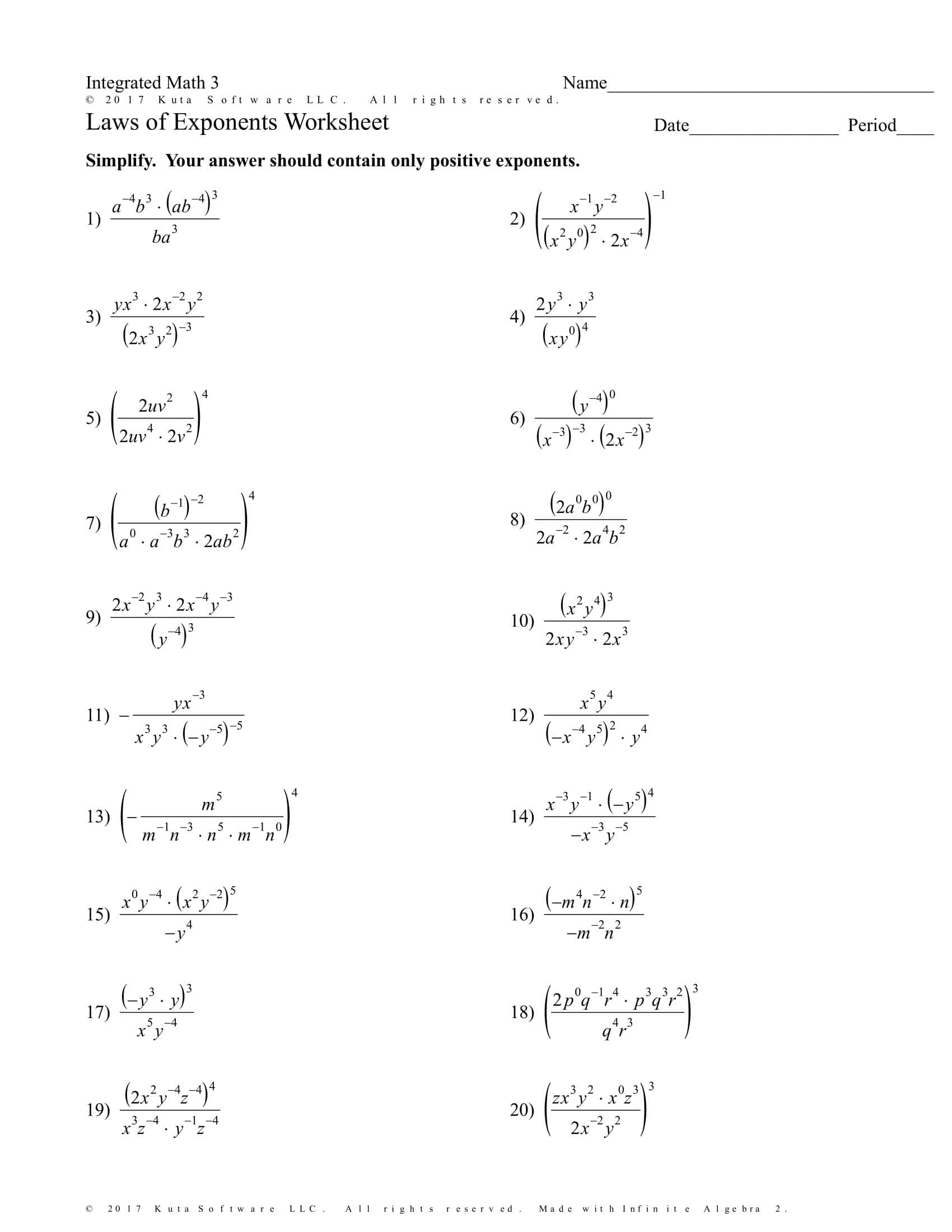 Free Printable Exponent Rules Worksheets PDF Answers Grade 1 12 Free Printable Exponent Rules Worksheets PDF Answers Grade 1 12