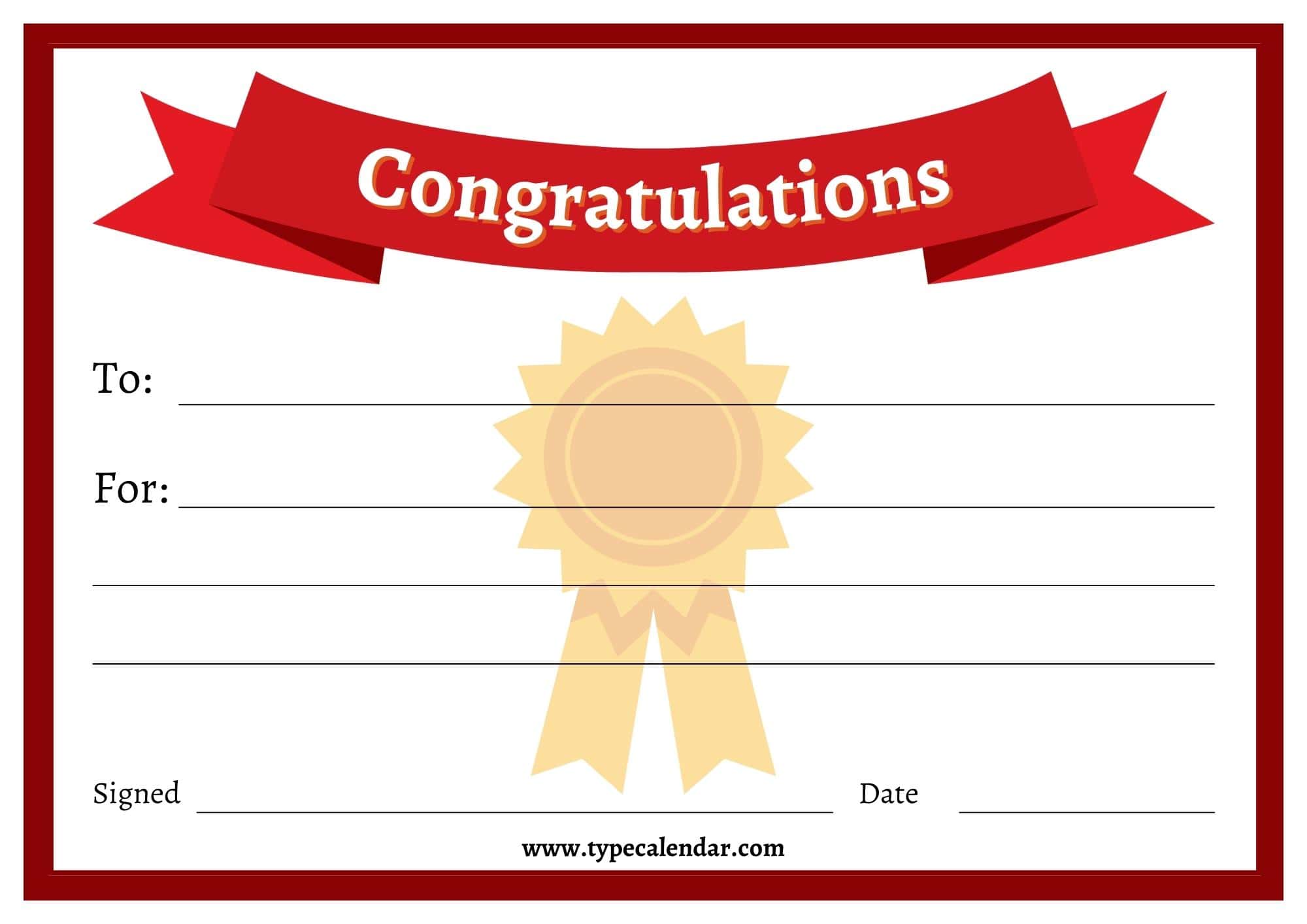 Free Printable Congratulations Certificate Templates Word PDF Students