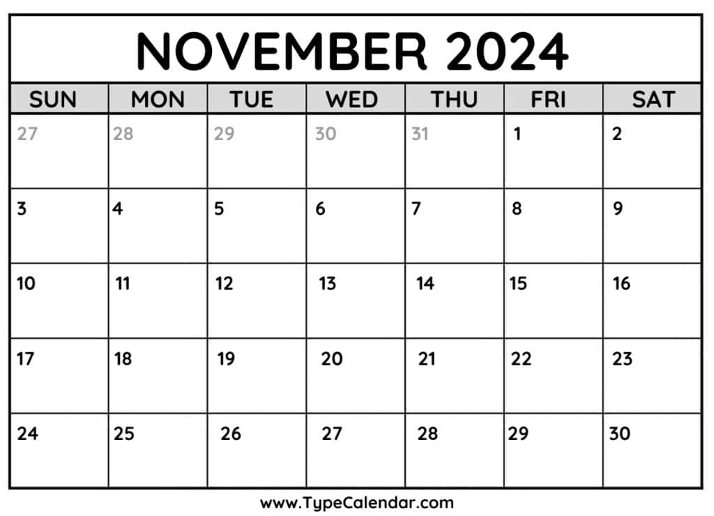Free November 2024 Calendar Printable