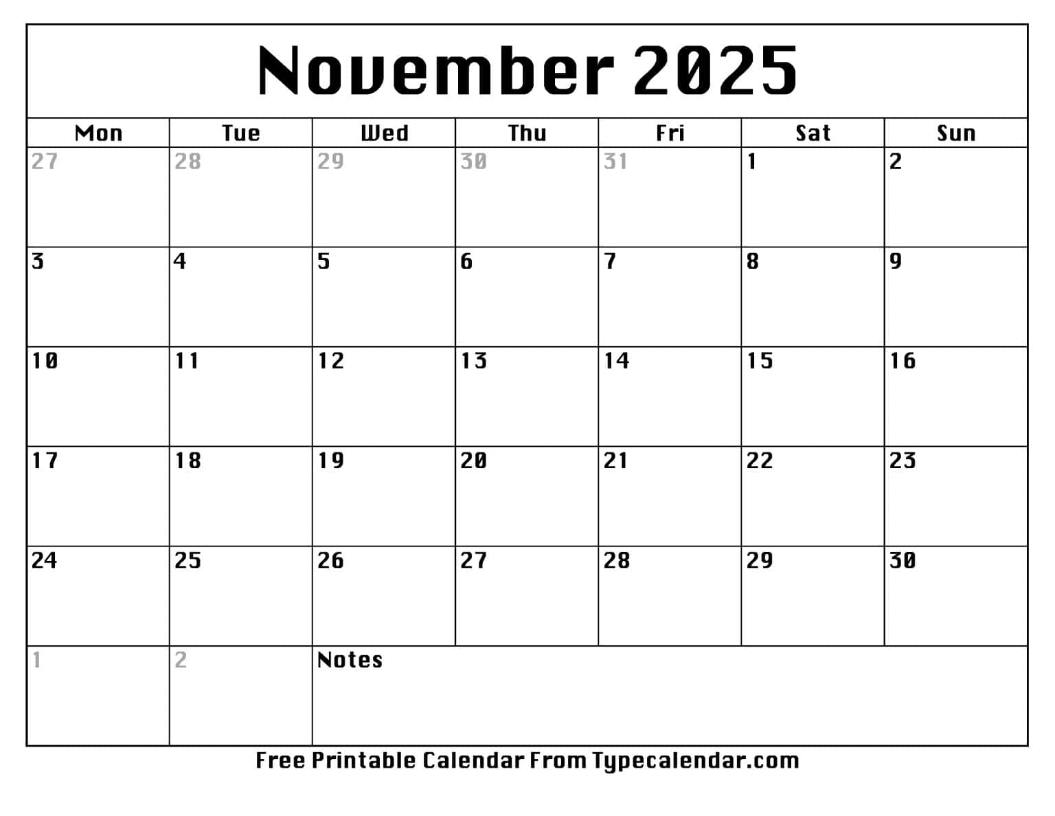 November 2025 Calendars - Free Printable Templates