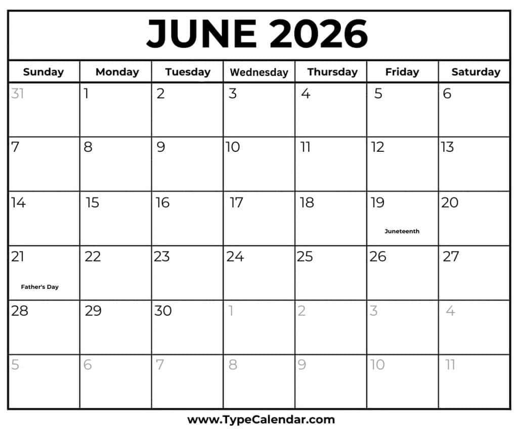 June 2026 Calendars - Free Printable Templates