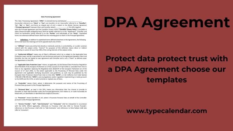 47 Free Printable Data Processing Agreement (DPA) Templates