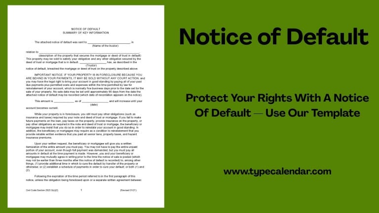 45 Free Printable Notice Of Default Templates [Letter]