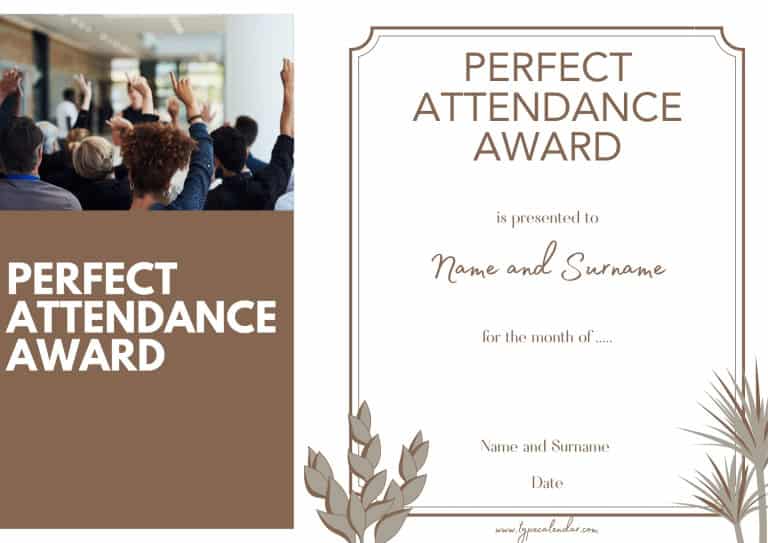 33+ Free Printable Perfect Attendance Award Templates