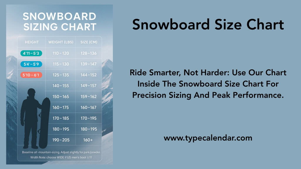 Free Printable Snowboard Size Chart